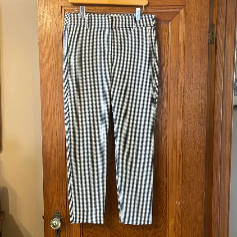 Jcrew Cameron Slip Crop Trouser Black/White Gingham S… - Gem